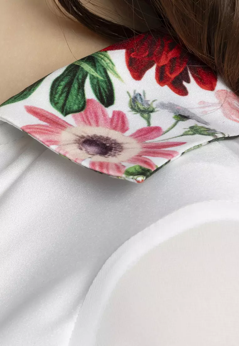 Buy Shaye White Contrast Collar Cuff Sleeves Blouse 2024 Online | ZALORA