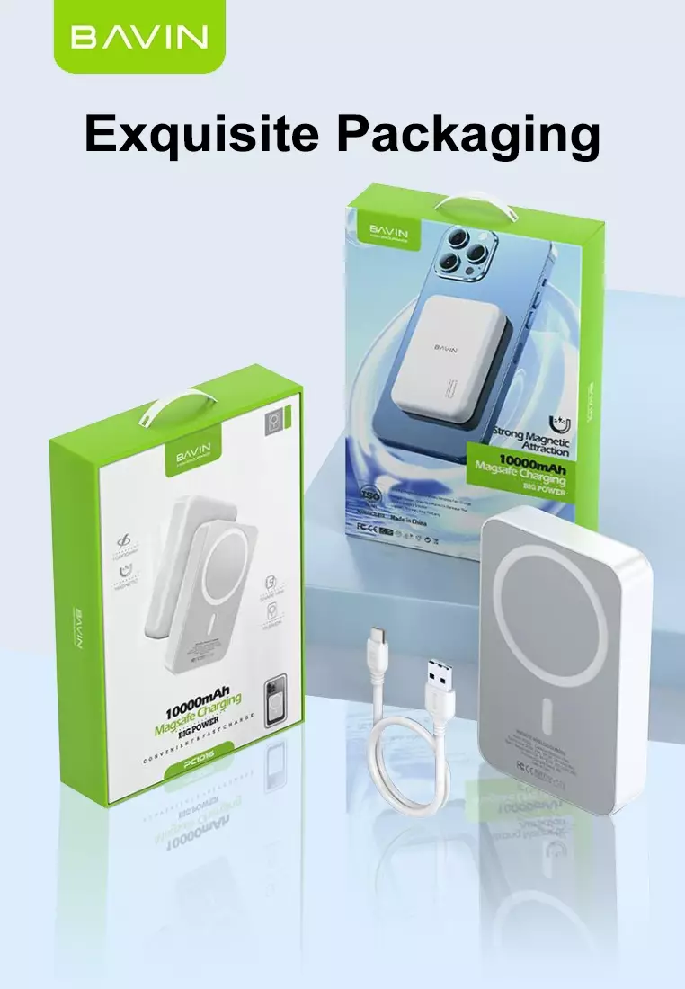 Buy BAVIN PC1016 10000mAh 15W Wireless Magnetic Charging Power Bank w/ 20W Wired Fast Charge ...