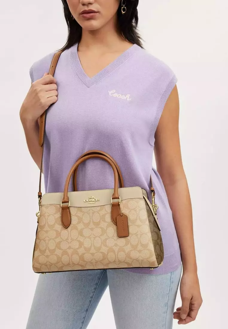 Jual Coach Coach Darcie Carryall Bag In Blocked Signature Canvas Light ...