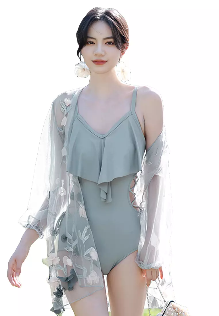 Buy Zitique Two Pieces Sexy Mesh One Piece Swimsuit Set 2024 Online