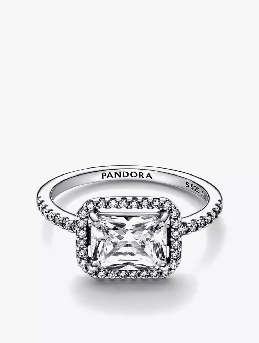 Jual Pandora Rectangular Sparkling Halo Ring - 52 - Silver Original ...