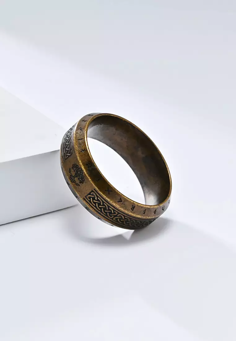 Buy HAPPY FRIDAYS Titanium Steel Tree of Life Runes Ring JW QF-JZ978 ...