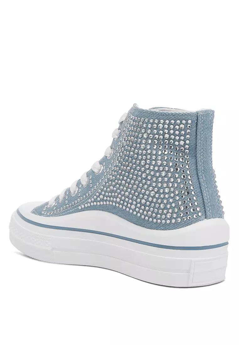 Buy London Rag Rhinestone Embellished Ankle Denim Sneakers Online ...