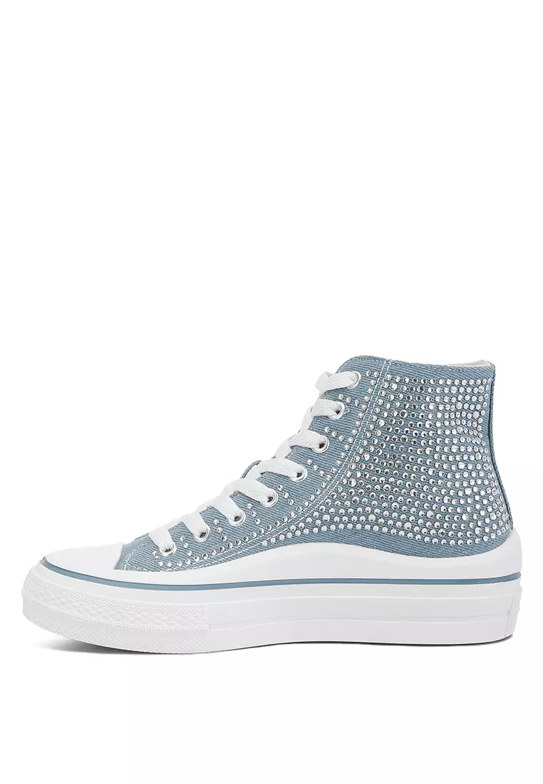 Buy London Rag Rhinestone Embellished Ankle Denim Sneakers Online ...