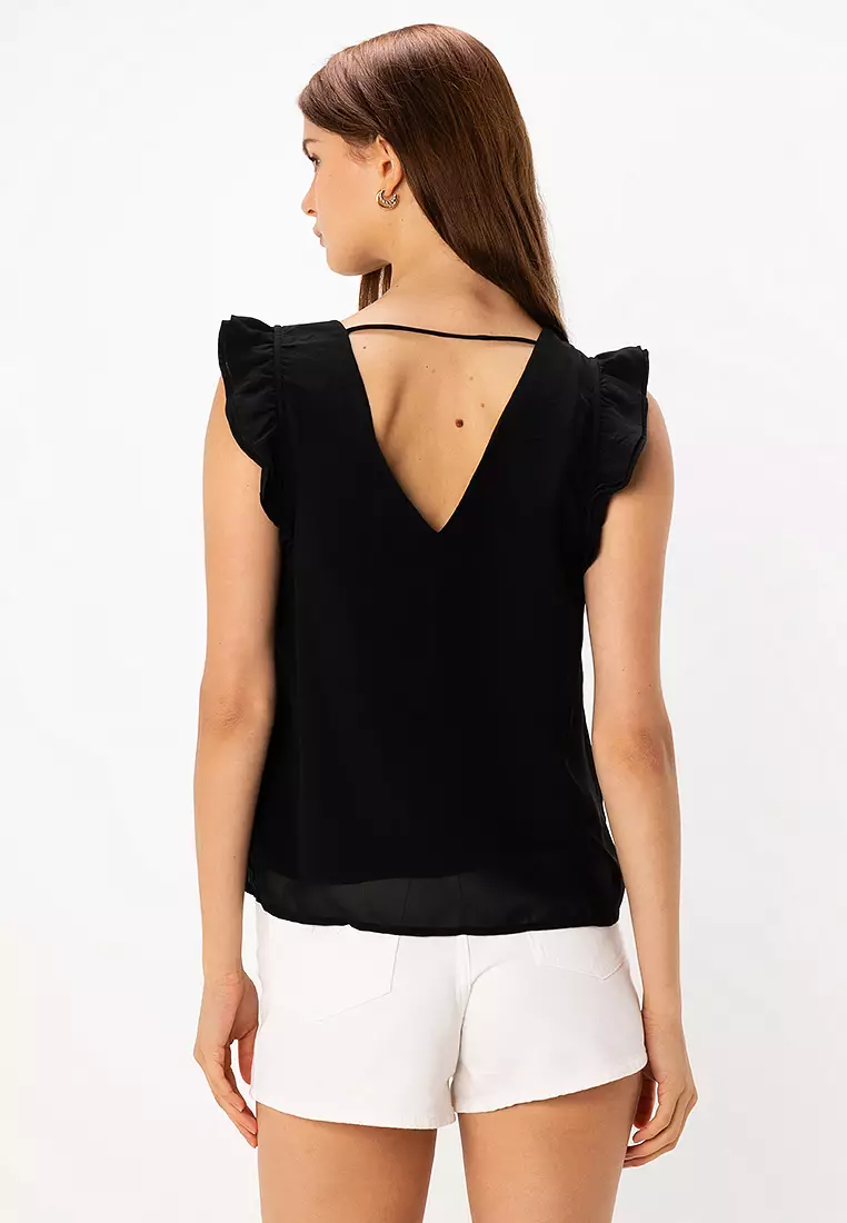 Buy ONLY Short Sleeves Frill String Top Online | ZALORA Malaysia