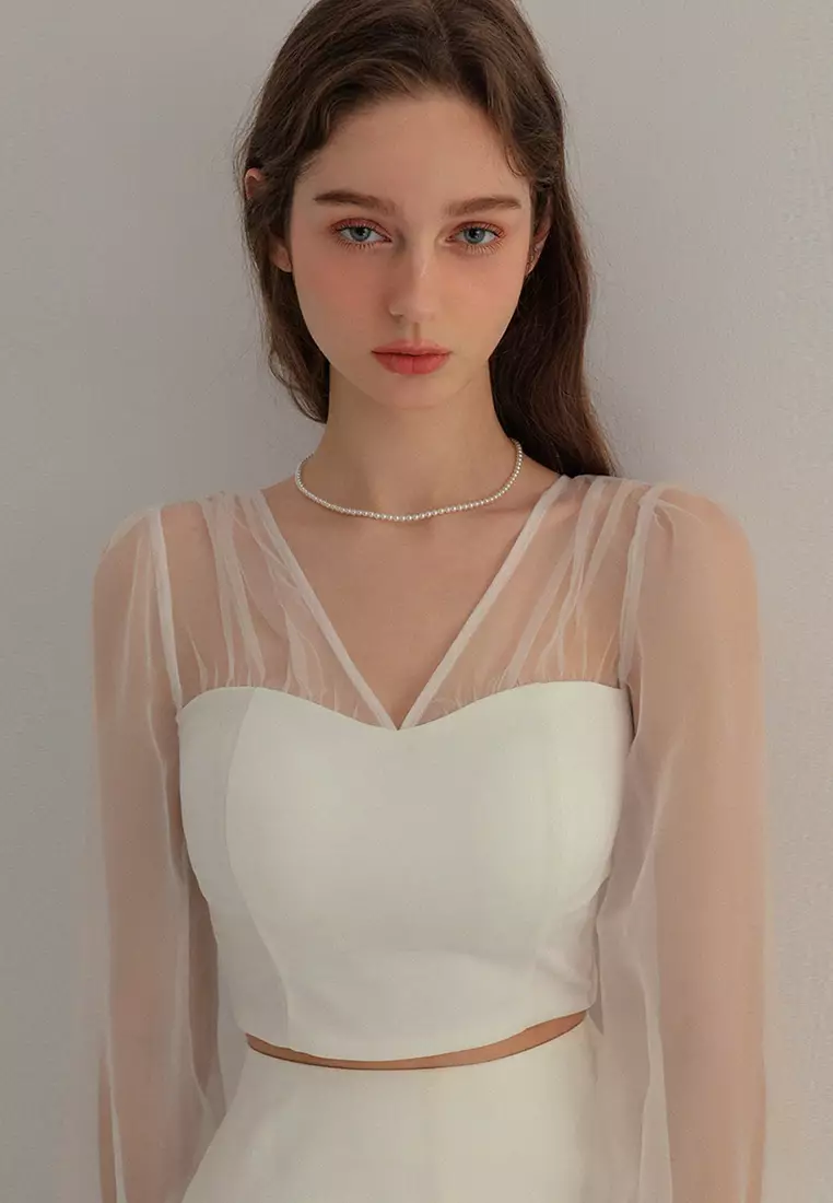 Buy AIR SPACE Sheer Panel Blouse 2026 Online | ZALORA
