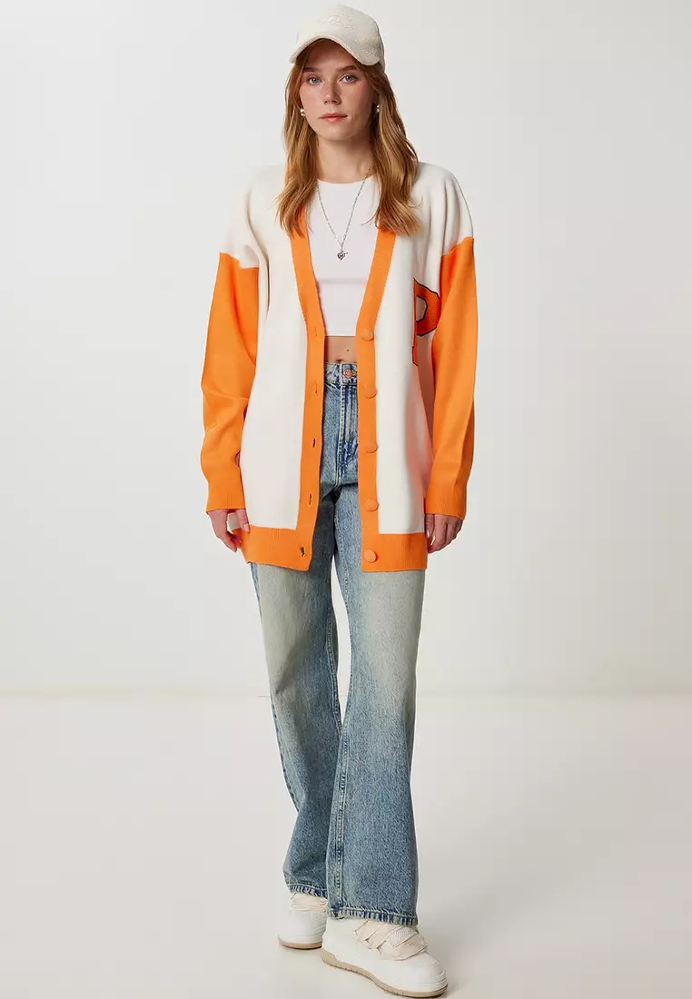 Buy Happiness Istanbul Oversize Contrast Color Knit Cardigan 2026 ...