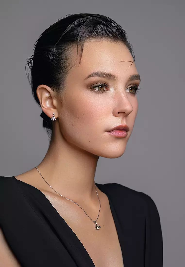 Buy LAZO DIAMOND LAZO DIAMOND Caracalla Dancing Flair Diamond Stud Earrings in 9k White Gold ...