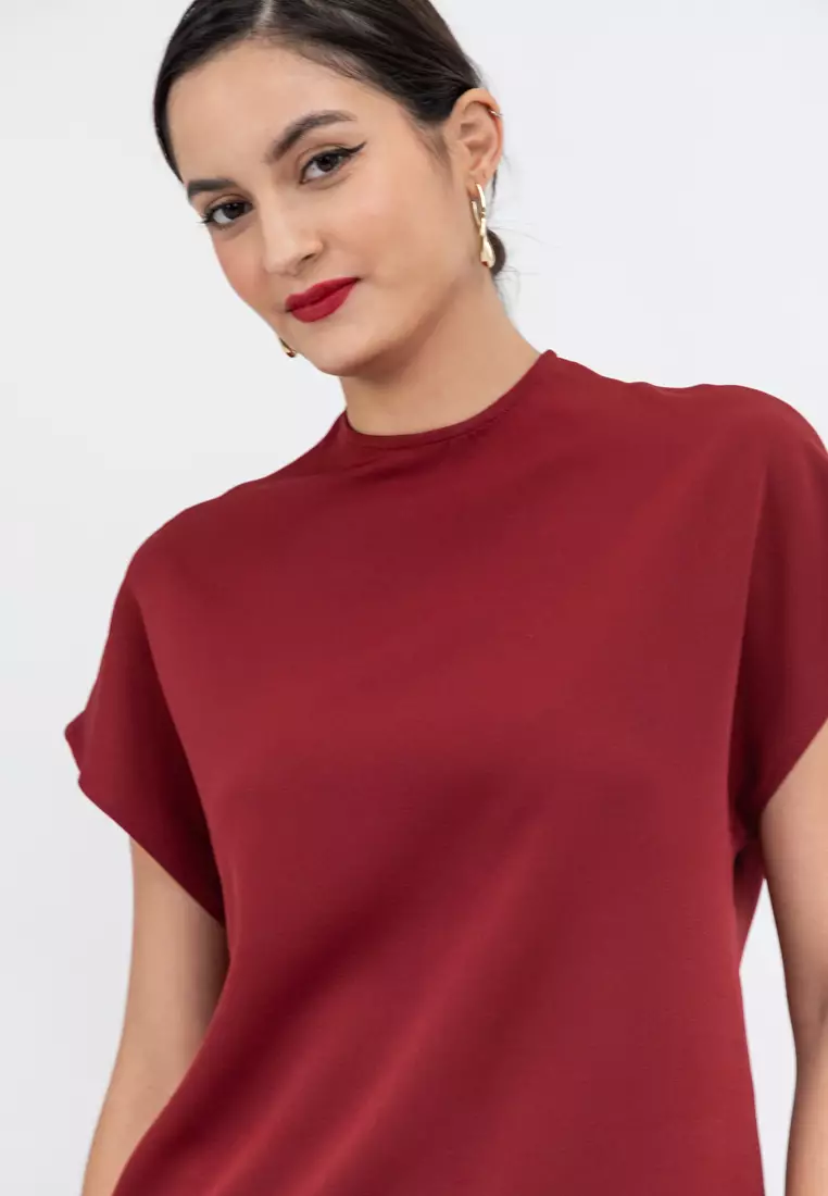 Buy BADOMODA DEMURE Funnel Neckline Blouse 2025 Online | ZALORA Philippines