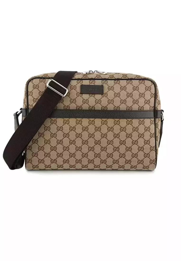 Jual Gucci Gucci Signature GG Canvas Crossbody Bag Beige Original 2024 ...