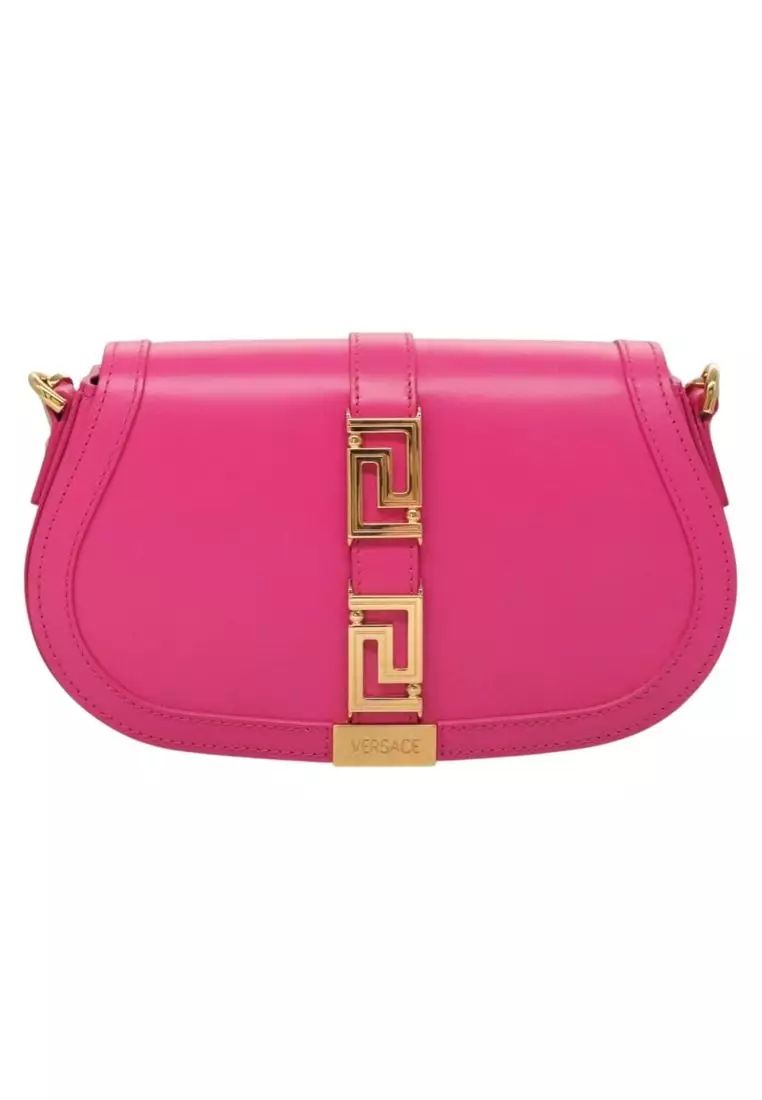 Buy Versace Pre-Loved Versace Pink Leather Greca Goddess Online ...