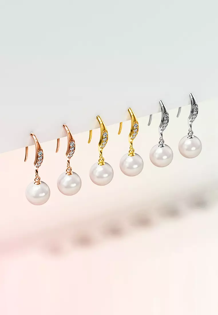 Buy Krystal Couture Chivalry Pearl Drop Earrings Embellished with ...