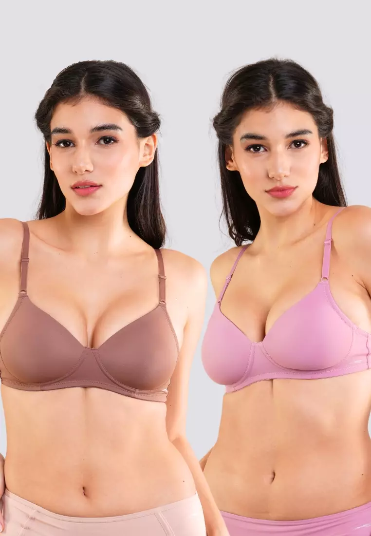 Buy SASSA Midnight Berry Perfect Pair 2-in-1 Pack Full Cup Non-Wired Bra Underwear for Women ...