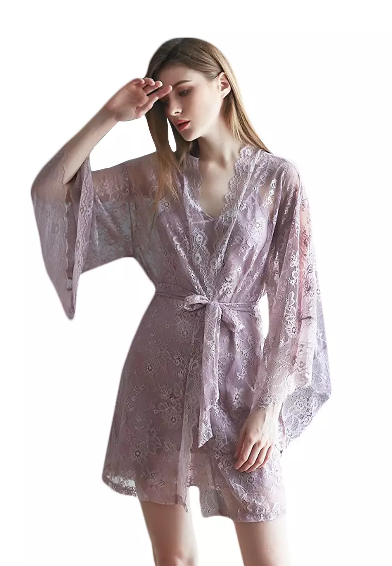 Buy LYCKA LCB2117-Lady Sexy Robe and Inner Lingerie Sets-Purple 2024 ...