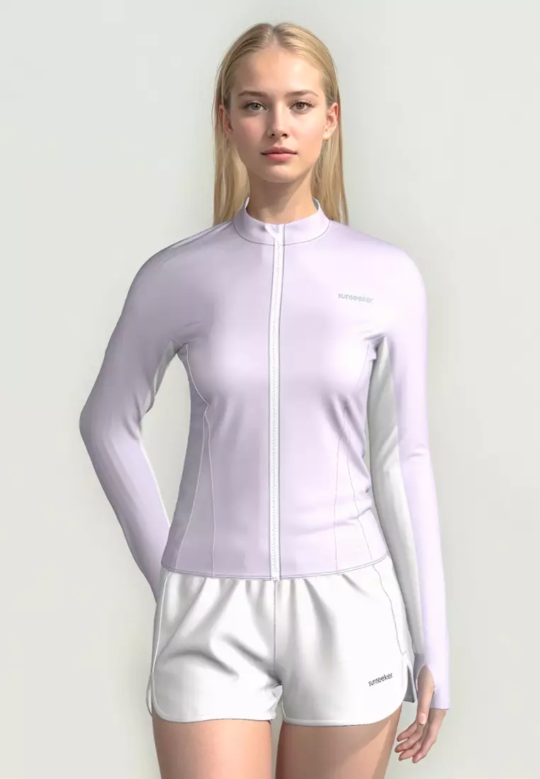 Buy Sunseeker Supplementary Light Purple Slim Fit Zip Front UV Jacket ...