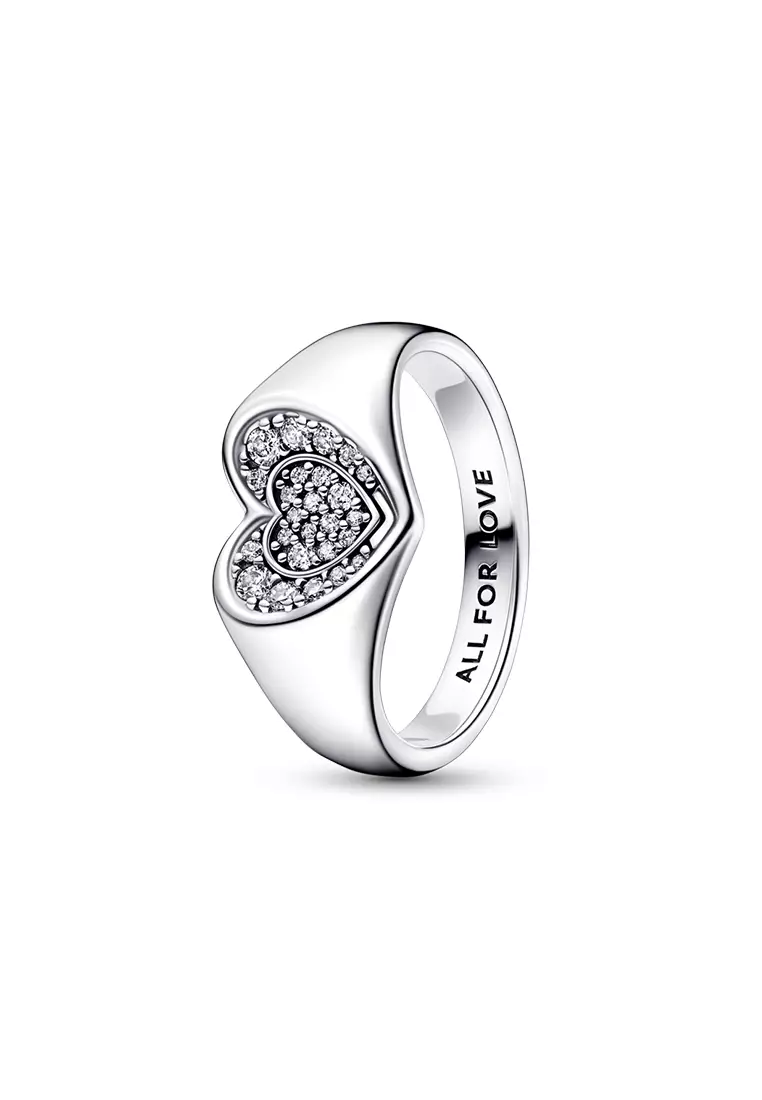 Buy PANDORA Pandora Radiant Heart Pavé Signet Ring Online | ZALORA Malaysia