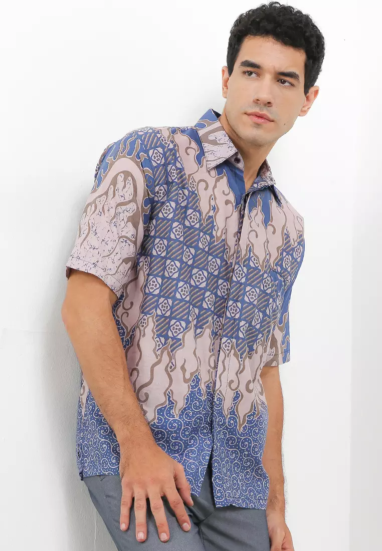 Jual Elshanum Batik Seroja Kemeja Batik Premium Pria Casual Modern ...