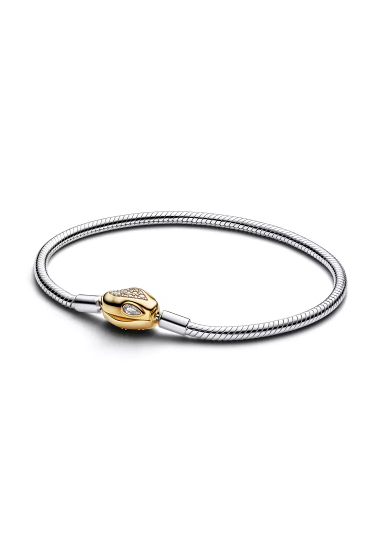 Buy PANDORA Pandora 14K Gold Plated Snake Clasp & Chain Bracelet Online ...