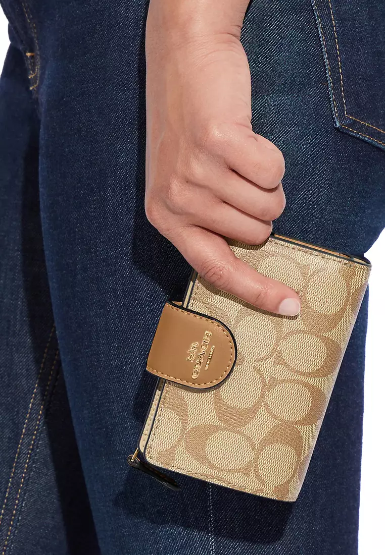 Buy Coach Medium Corner Zip Wallet in Signature Canvas in Light Khaki ...