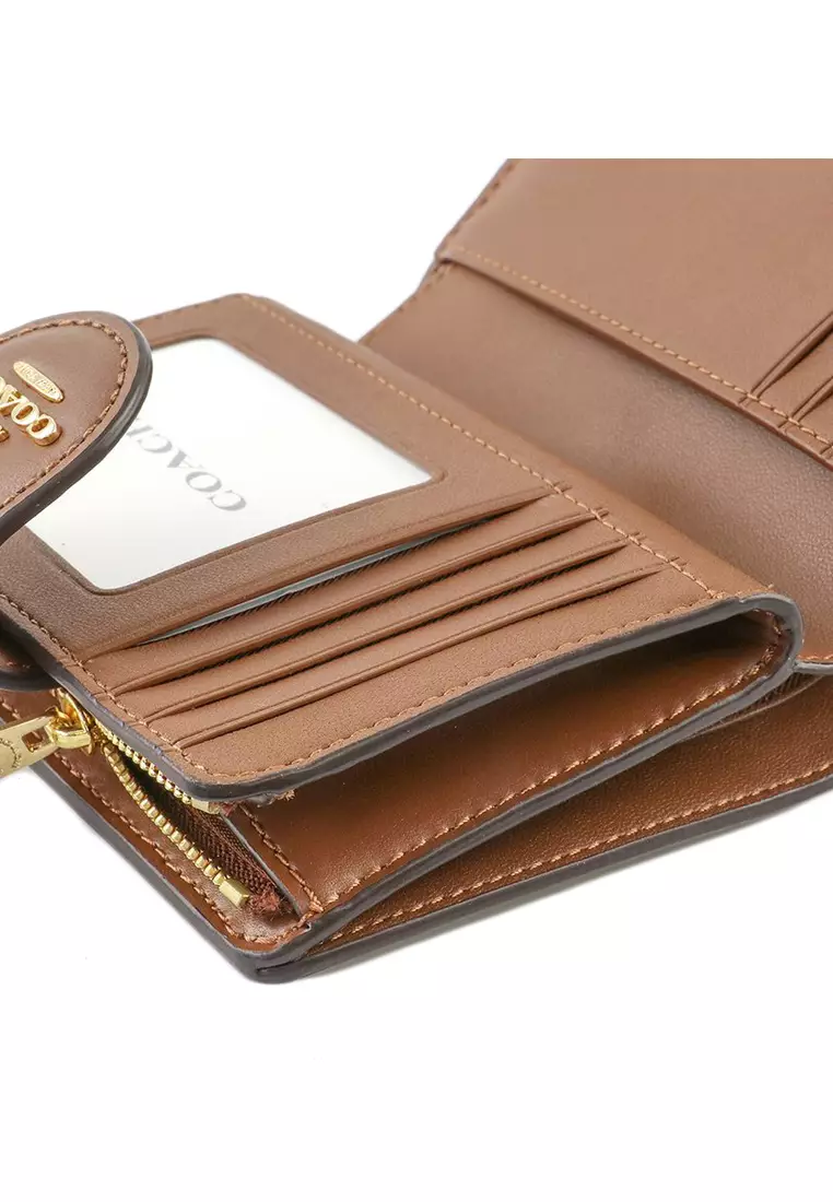 Buy Coach Medium Corner Zip Wallet In Signature Canvas - Brown Online ...