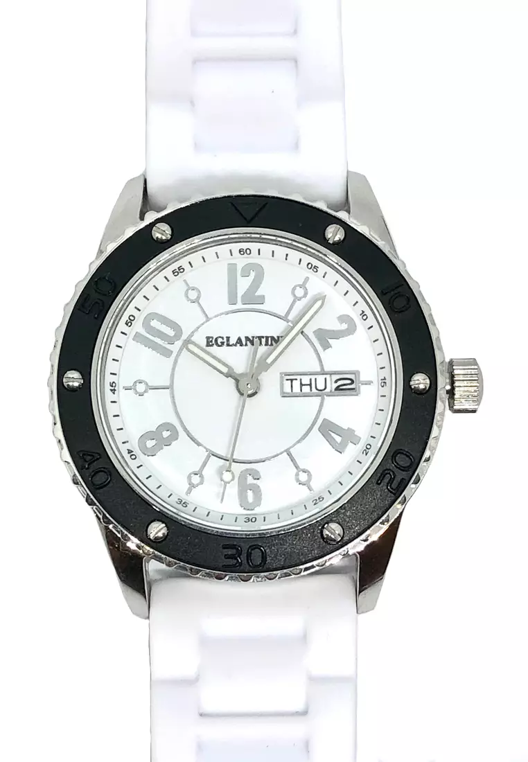 Buy EGLANTINE Vanessa Ladies Steel Quartz Watch White Dial on White ...