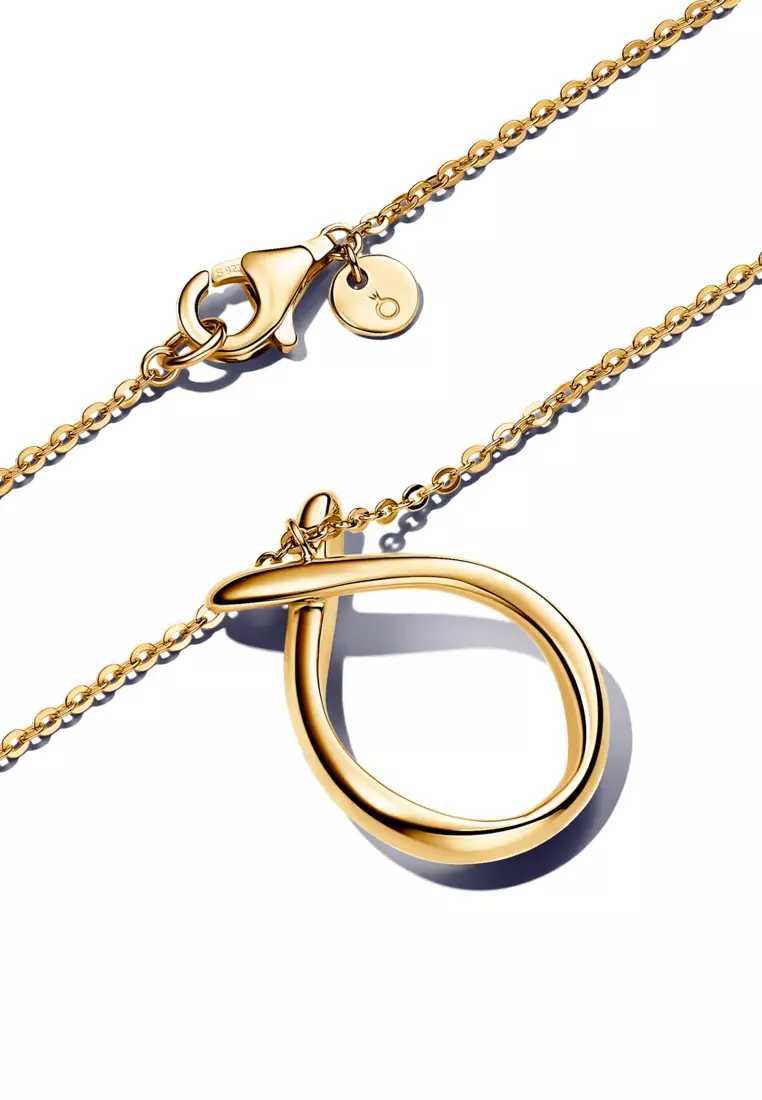 Buy PANDORA Pandora Essence 14k Gold Plated Organically Shaped Pendant Necklace (50cm) Online ...