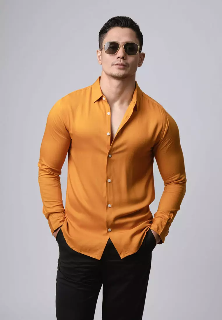 Jual VENGOZ Viscose Copper Brown Casual Shirt LS Original 2024 | ZALORA ...