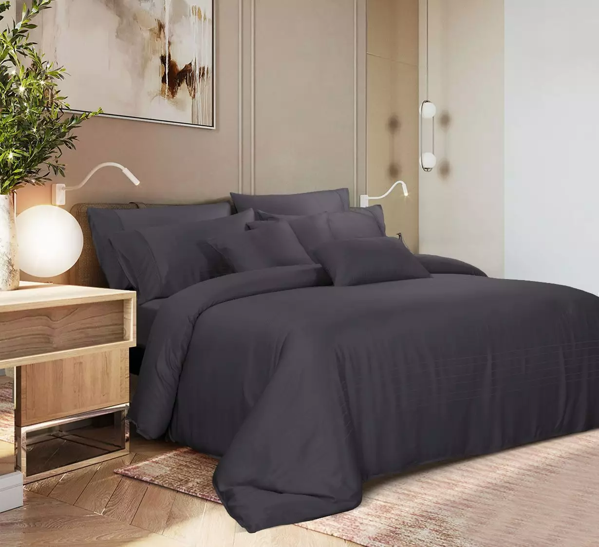 Jual AKEMI AKEMI Tencel Modal Earnest Manaro Grey Bed Sheet Set 180x200 ...