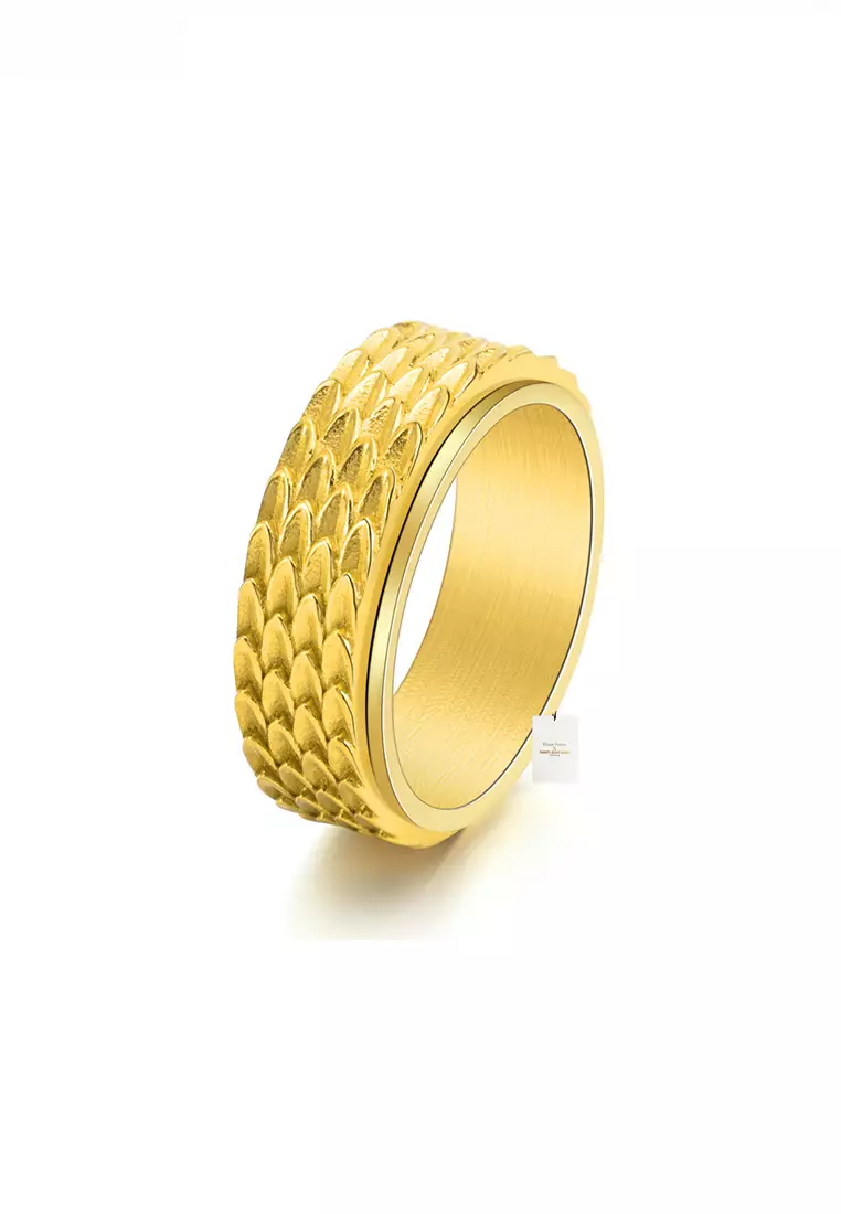 Buy HAPPY FRIDAYS Titanium Steel Rotatable Design Dragon Scale Ring JW GS-M205 2025 Online ...