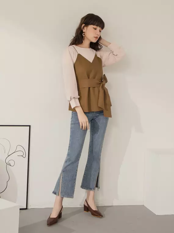 Buy OBSTYLE False two-piece with tied strap color-matching thin strap ...