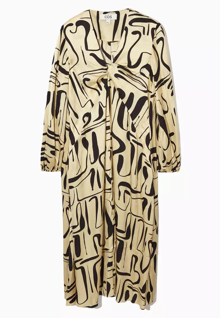Buy COS Swirl-Print Satin Midi Dress 2025 Online | ZALORA