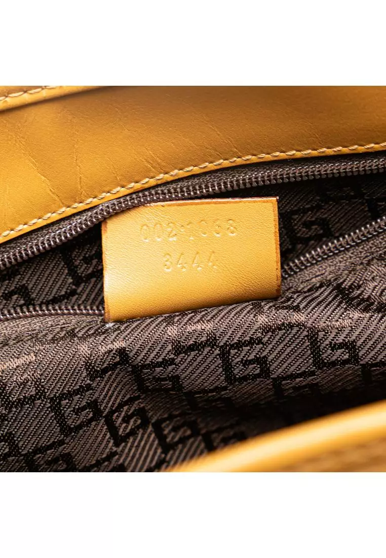 Gucci Pre-Loved Suede Shoulder Bag with Leather Trim and Push Lock ...