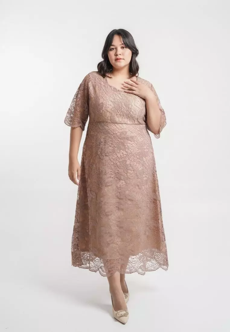Jual Xtramiles Plus Size Party Dress Jessaline Mocca Original 2026 ...