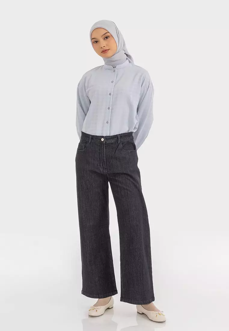 Jual Riamiranda Ria Miranda Charcoal Claris Pants Original 2025 ...