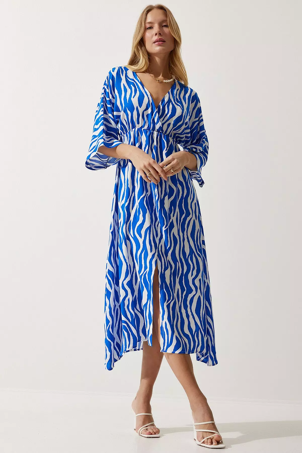 Buy Happiness Istanbul Deep V-Neck Summer Viscose Dress 2026 Online ...