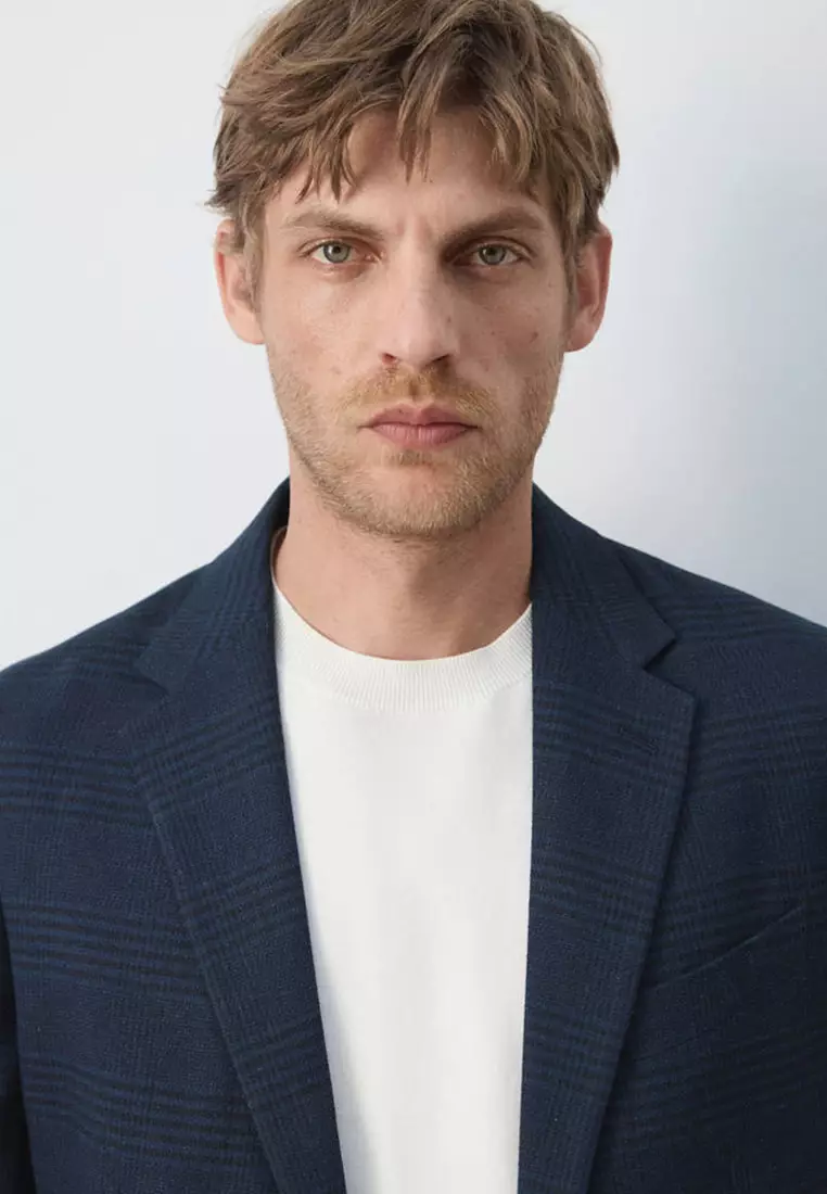 Buy MANGO Man Slim Fit Linen-Cotton Striped Blazer 2026 Online | ZALORA