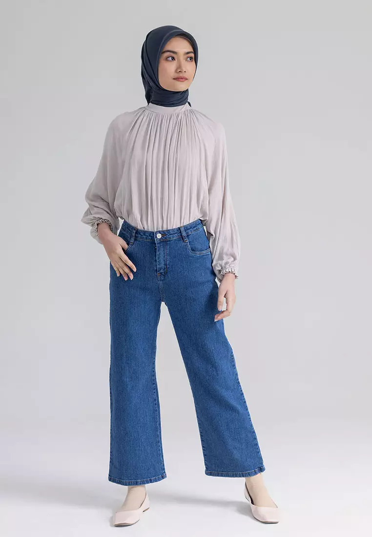 Jual Riamiranda Ria Miranda Blue Claris Pants Original 2023 | ZALORA ...