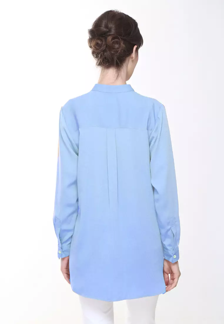 Buy Rina Nichie Basic Eva Suit Top in Baby Blue Online | ZALORA Malaysia