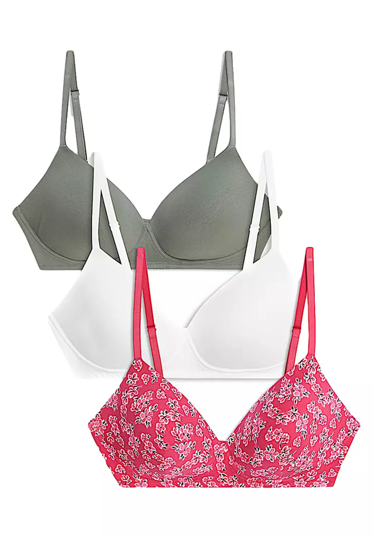 Jual Marks & Spencer 3Pk Cotton Rich Non Wired T-Shirt Bras Original ...