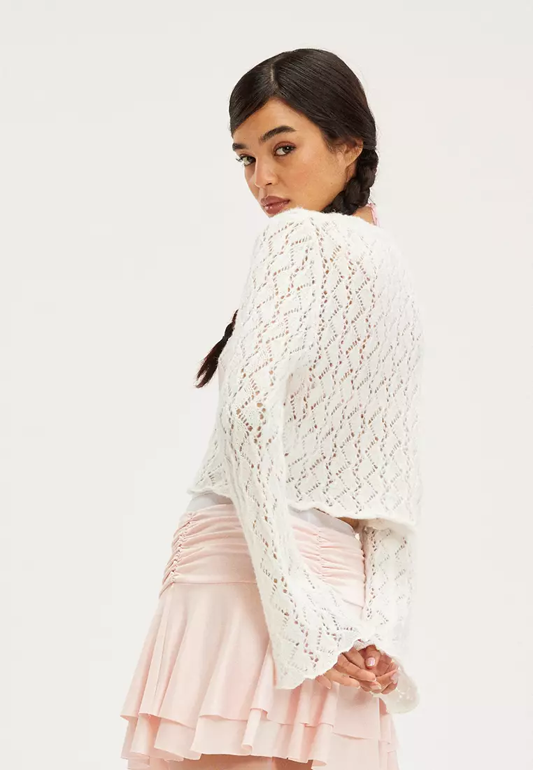 Buy Monki Long Sleeve Lace Knit Sweater Online | ZALORA Malaysia