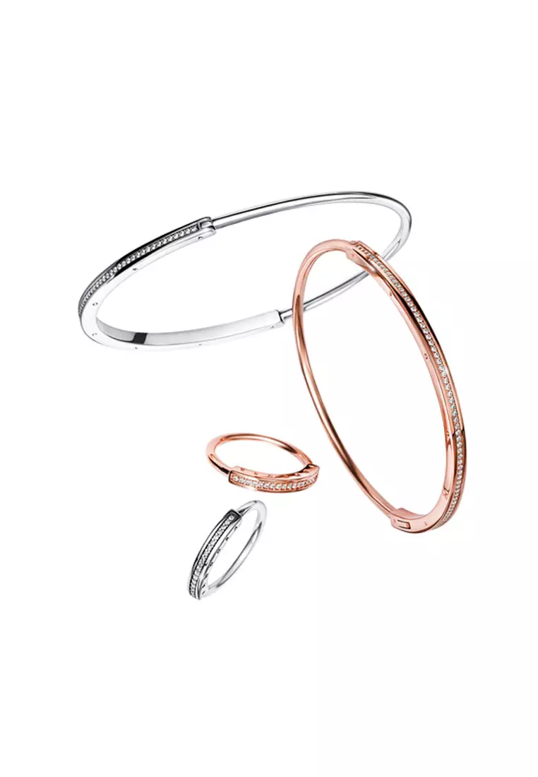 Buy PANDORA Pandora Signature I-D Pavé Bangle Online | ZALORA Malaysia