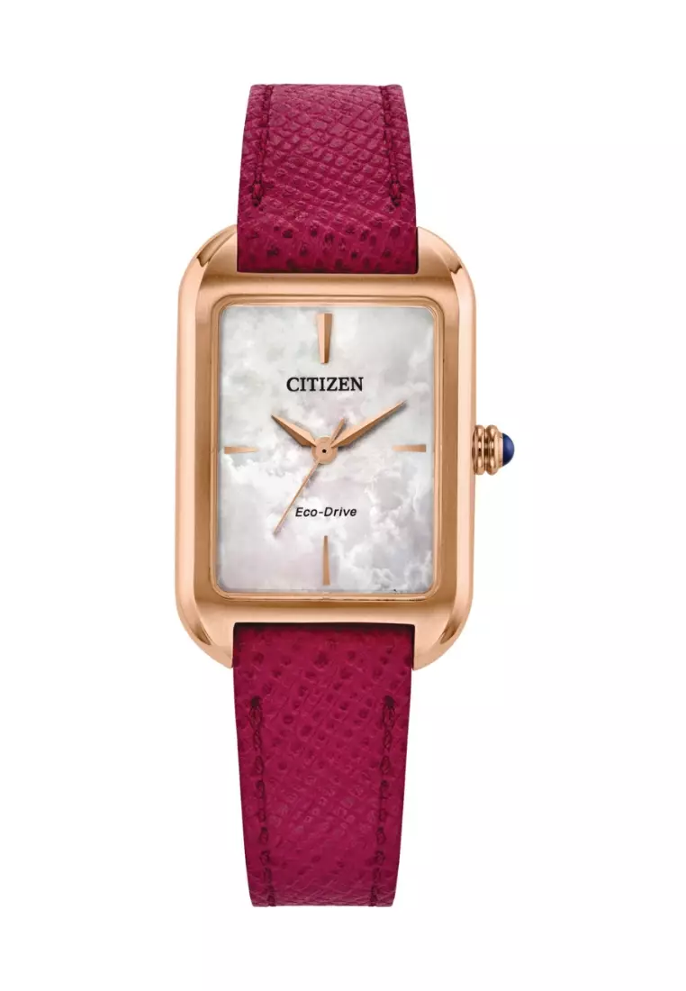 Buy Citizen Citizen White Mother-Of-Pearl Dial Pink Calf Leather Band ...