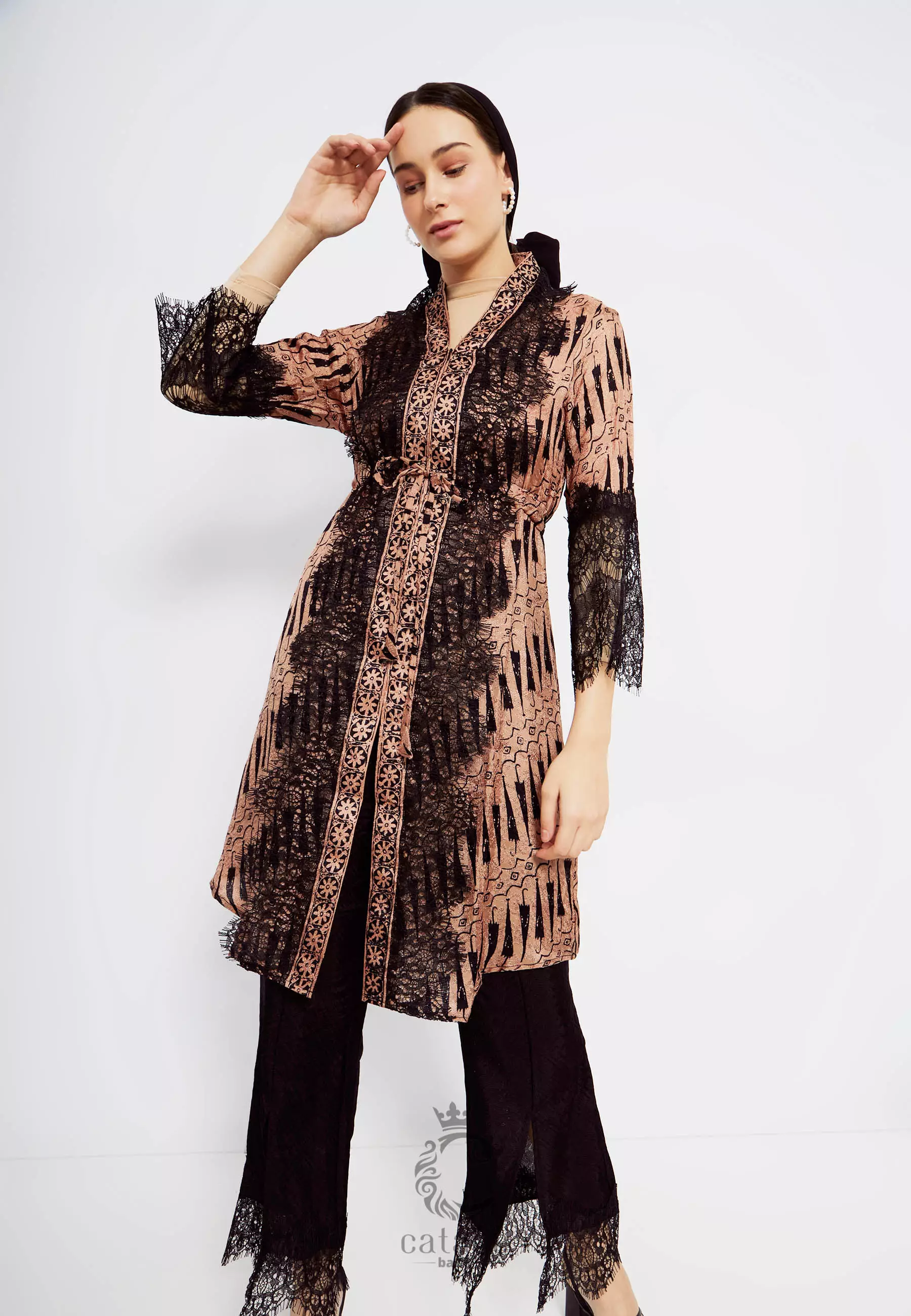 Jual Catalia Batik Setelan Batik One-Set Escada - Black Brown Original ...