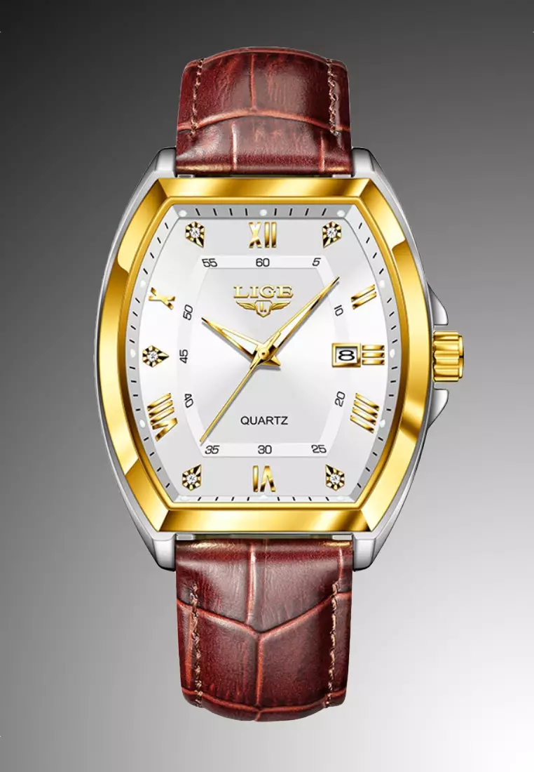 Buy LIGE Elegant Barrel Shape Unisex IP Gold Color & Stainless Steel ...