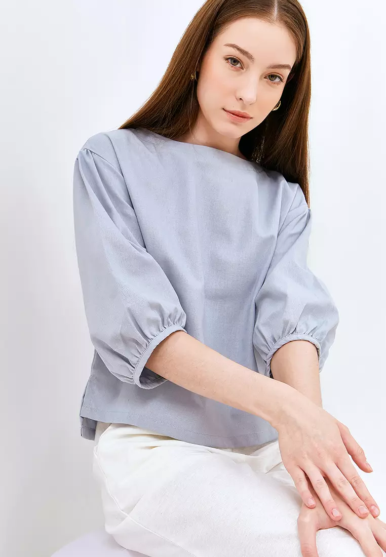 Jual Julia Owers Baju Blouse Wanita HIYORI - Light Grey Original 2024 ...