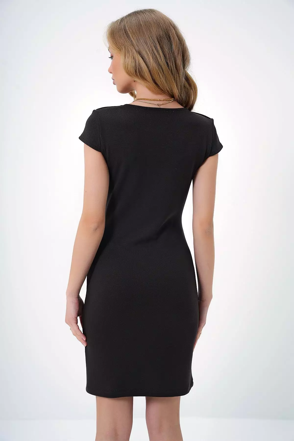 Buy Alacati Women's Dark Brown Square Neck Double Slit Mini Dress ...
