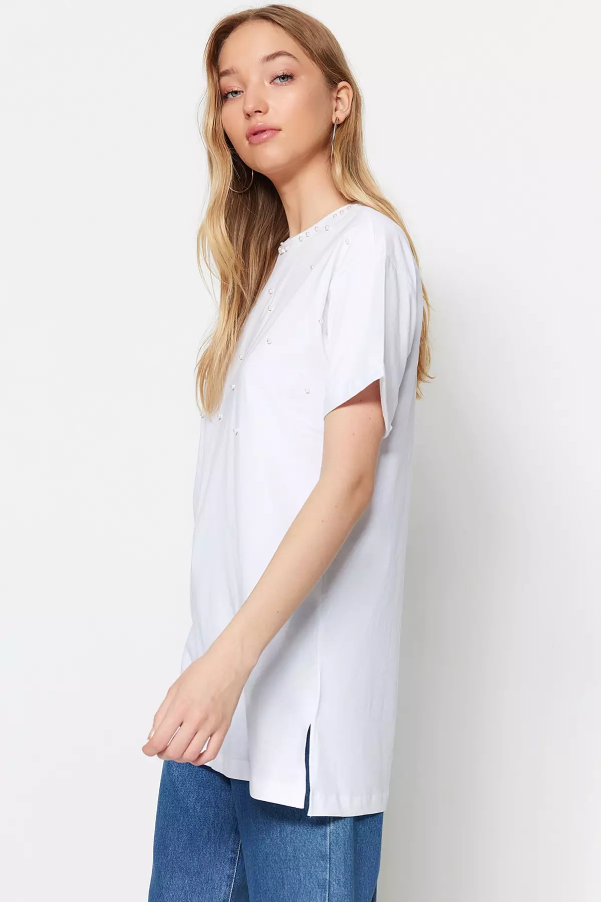 Buy Trendyol MODEST Cotton Slit T-Shirt 2025 Online | ZALORA