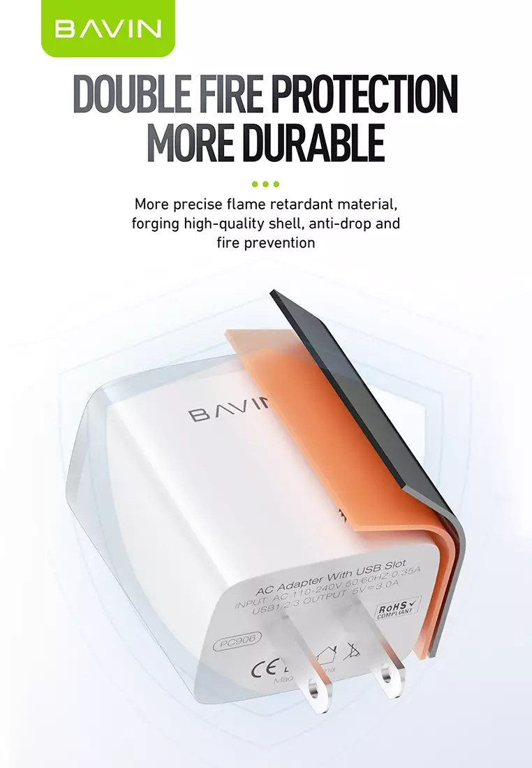 Buy BAVIN Bavin PC906 15W Fast Charging Portable Travel Charger Adaptor ...