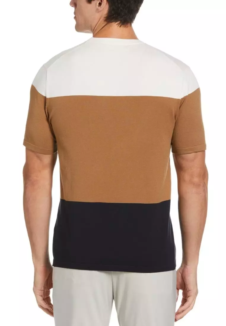 Buy PERRY ELLIS Tech Color Block Crew Short Sleeve Sweater Tee Shirt ...