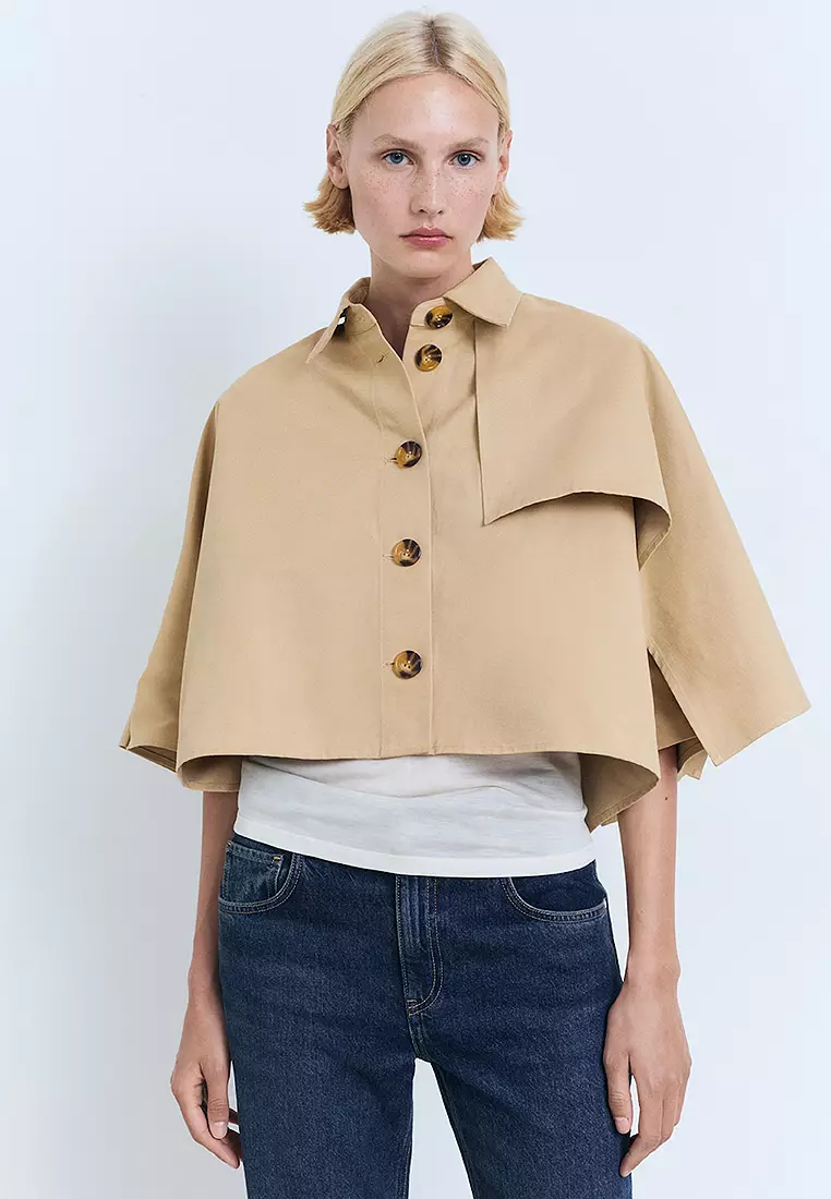 Buy Mango Cape-Style Cropped Trench 2025 Online | ZALORA Philippines
